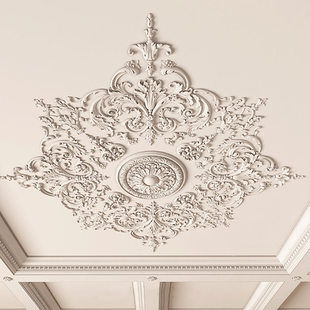 Large Wood Openwork Ceiling Medallions with Floral Elements